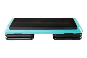 the step (made in usa) original aerobic platform – health club size – with four original risers (teal platform with black risers), one size