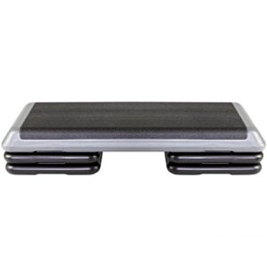 the step (made in usa original aerobic platform for total body fitness – health club 4 risers grey