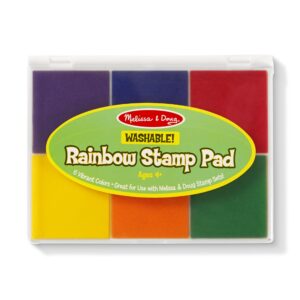 melissa & doug rainbow stamp pad for rubber stamps, arts and crafts supplies for kids ages 4+, 6 washable inks