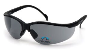 pyramex v2 readers safety eyewear, gray +2.5 lens with black frame