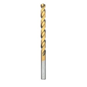 bosch ti2146 1-piece 19/64 in. x 4-3/8 in. titanium nitride coated metal drill bit with 3/8 in. reduced shank for applications in heavy-gauge carbon steels, light gauge metal, hardwood