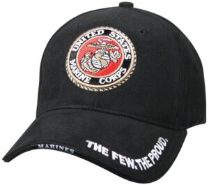 rothco deluxe low profile cap with usmc eagle, globe & anchor logo, black