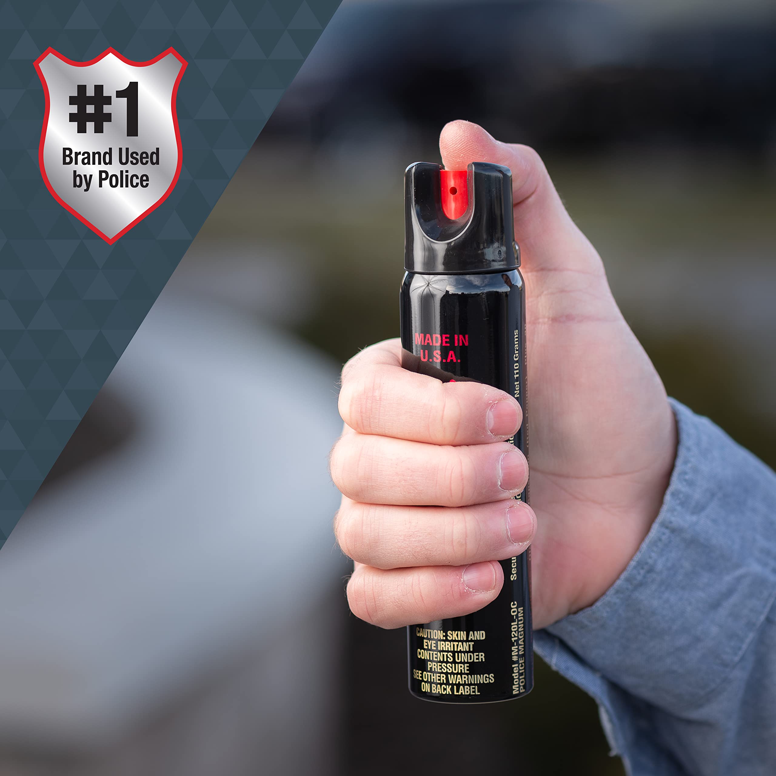 SABRE Magnum 120 Pepper Spray with Holster, 35 Bursts, 12-Foot (4-Meter) Range, Extra Large 122 Gram Canister, Wide Cone Spray Pattern, UV Marking Dye, Twist Lock Safety