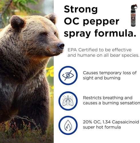 Mace Brand Personal Security Products Guard Alaska Maximum Strength Bear Spray – 20’ Powerful Pepper Spray – Self-Defense for Hiking, Camping, and Other Outdoor Activities, Made in USA