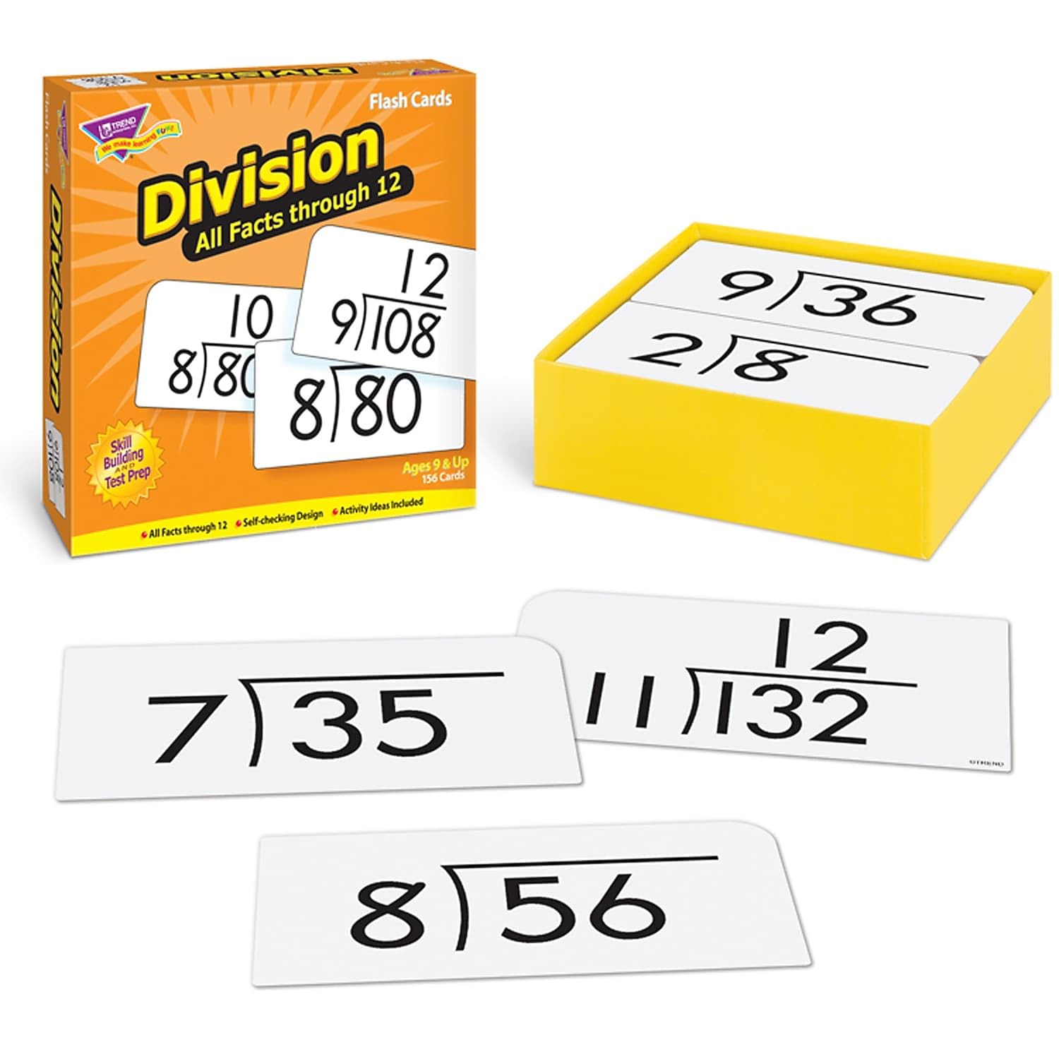 Trend Enterprises: Division All Facts Through 12 Skill Drill Flash Cards, Exciting Way for Everyone to Learn, Great for Skill Building and Test Prep, 156 Cards Included, Ages 9 and Up