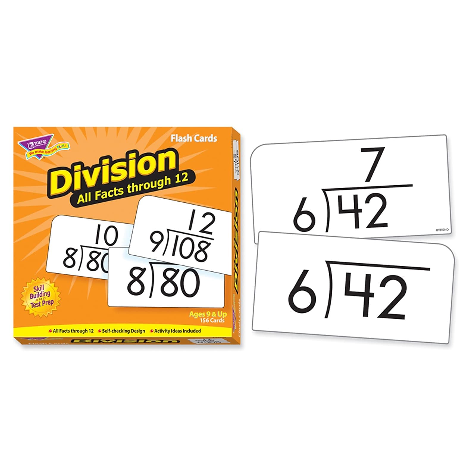 Trend Enterprises: Division All Facts Through 12 Skill Drill Flash Cards, Exciting Way for Everyone to Learn, Great for Skill Building and Test Prep, 156 Cards Included, Ages 9 and Up