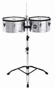 meinl percussion mt1415ch marathon series chrome finish steel timbales, 14-inch and 15-inch with stand