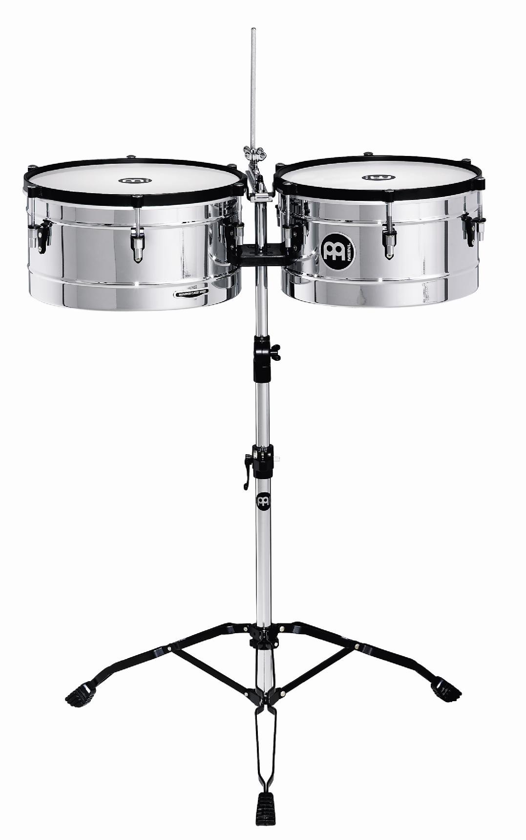 Meinl Percussion MT1415CH Marathon Series Chrome Finish Steel Timbales, 14-Inch and 15-Inch with Stand