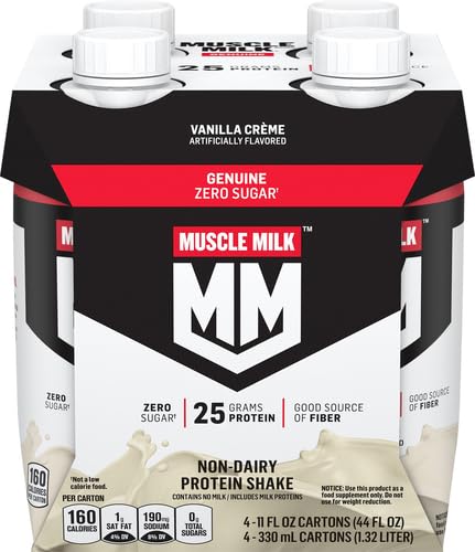 Muscle Milk Genuine Protein Shake, Vanilla Crème, 25g Protein, 11 Fl Oz (Pack of 4)