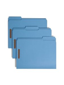 smead fastener file folders, 50 count, blue, reinforced 1/3-cut tabs, 2 fasteners, letter size (12040)