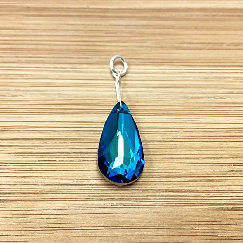 Gem Avenue Teardrop Shape Bermuda Blue Austrain Crystals 925 Sterling Silver Pendant for Women