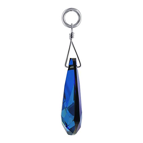 Gem Avenue Teardrop Shape Bermuda Blue Austrain Crystals 925 Sterling Silver Pendant for Women