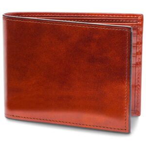 bosca men's old leather bifold wallet with id window and card slots - italian leather, durable and stylish, cognac brown