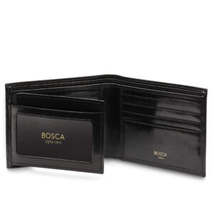 Bosca Men's Old Leather Bifold Wallet with ID Window and Card Slots - Italian Leather, Durable and Stylish, Black