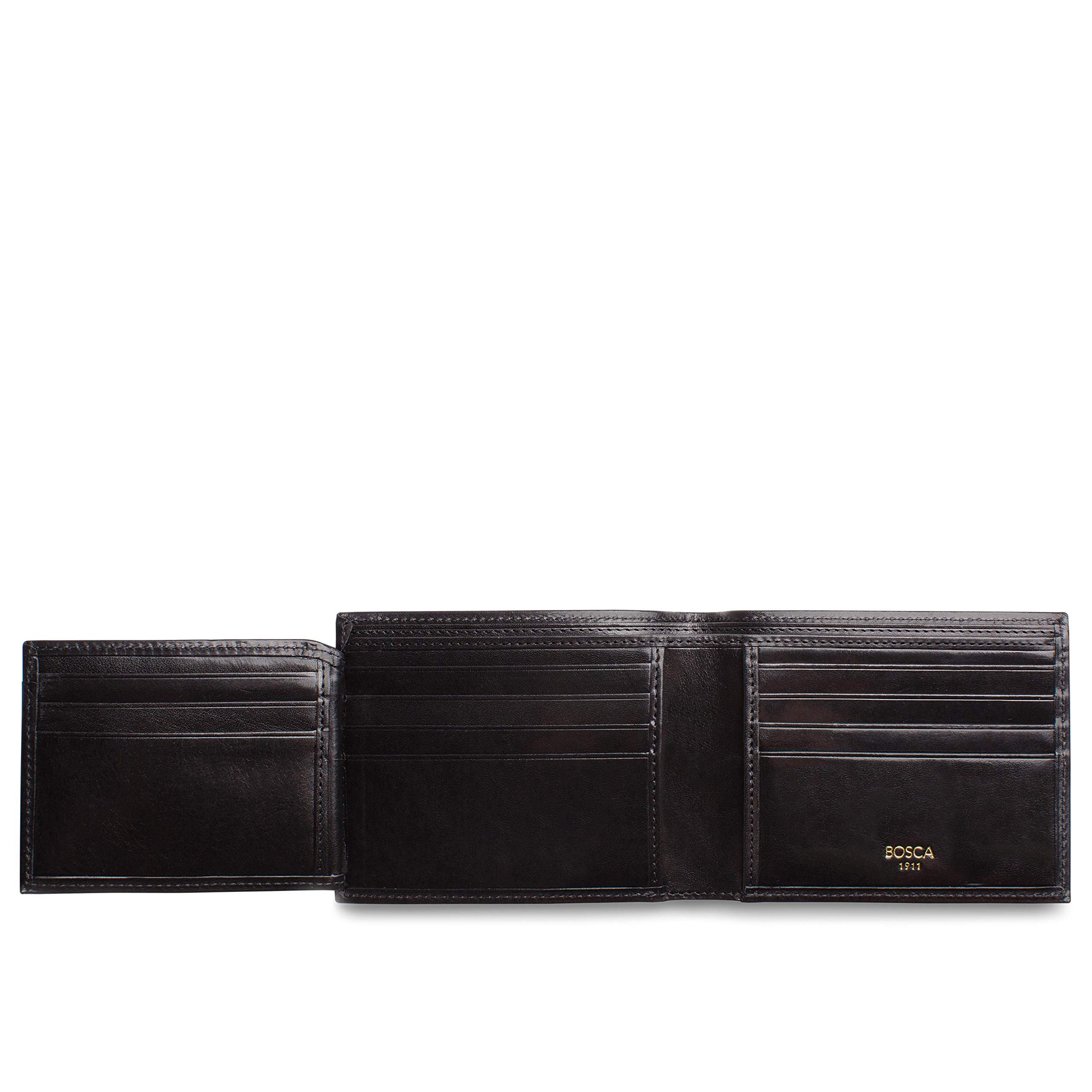 Bosca Men's Old Leather Bifold Wallet with ID Window and Card Slots - Italian Leather, Durable and Stylish, Black