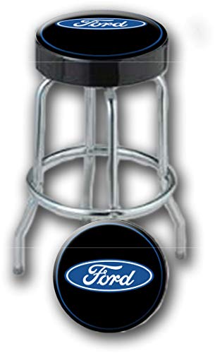 Plasticolor 004751R01 Ford Oval Logo Garage Stool,Black w/Blue Logo