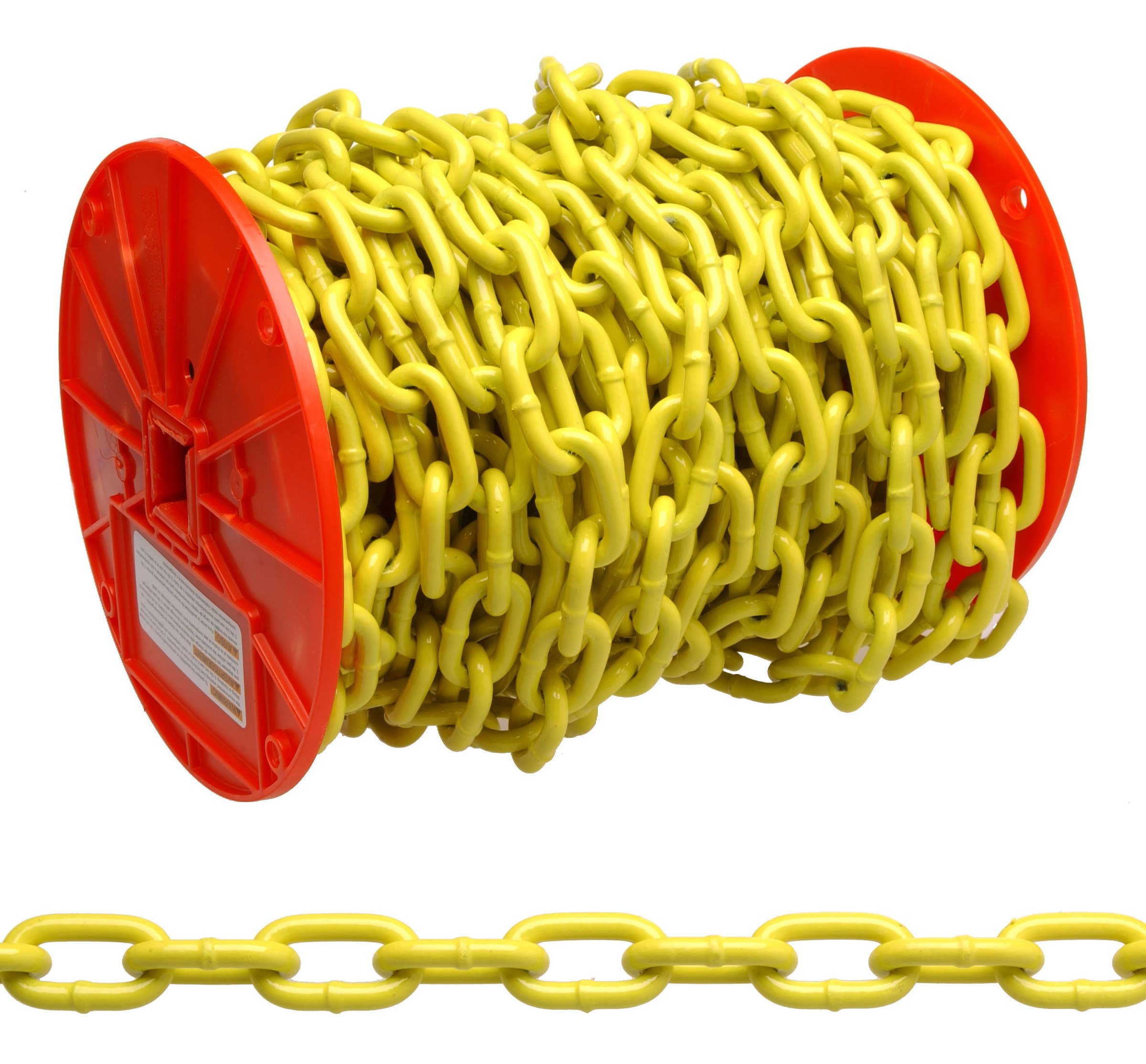 Campbell PD0725027 System 3 Grade 30 Low Carbon Steel Proof Coil Chain on Reel, Yellow Polycoated, 3/16" Trade, 0.21" Diameter, 100' Length, 800 lbs Load Capacity