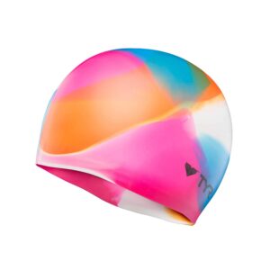 tyr kaleidoscope swim cap, multicolor