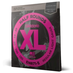 d'addario xl half rounds bass guitar strings - enr71-5 - 5 string - long scale - regular light, 45-130