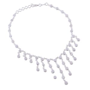 novica artisan handmade moonstone waterfall necklace artisan jewelry sterling silver choker white india birthstone [16.5 in l x 2.4 in w] ' radiance'