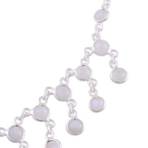 NOVICA Artisan Handmade Moonstone Waterfall Necklace Artisan Jewelry Sterling Silver Choker White India Birthstone [16.5 in L x 2.4 in W] ' Radiance'