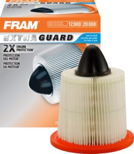 fram extra guard ca7774 replacement engine air filter for select mazda and ford models, provides up to 12 months or 12,000 miles filter protection