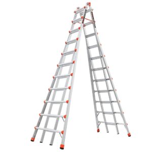 little giant ladders, skyscraper, m21, 11-21 foot, stepladder, aluminum, type 1a, 300 lbs weight rating, (10121),gray