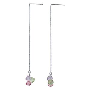 threader string austrian crystals handmade earrings for women with 925 sterling silver