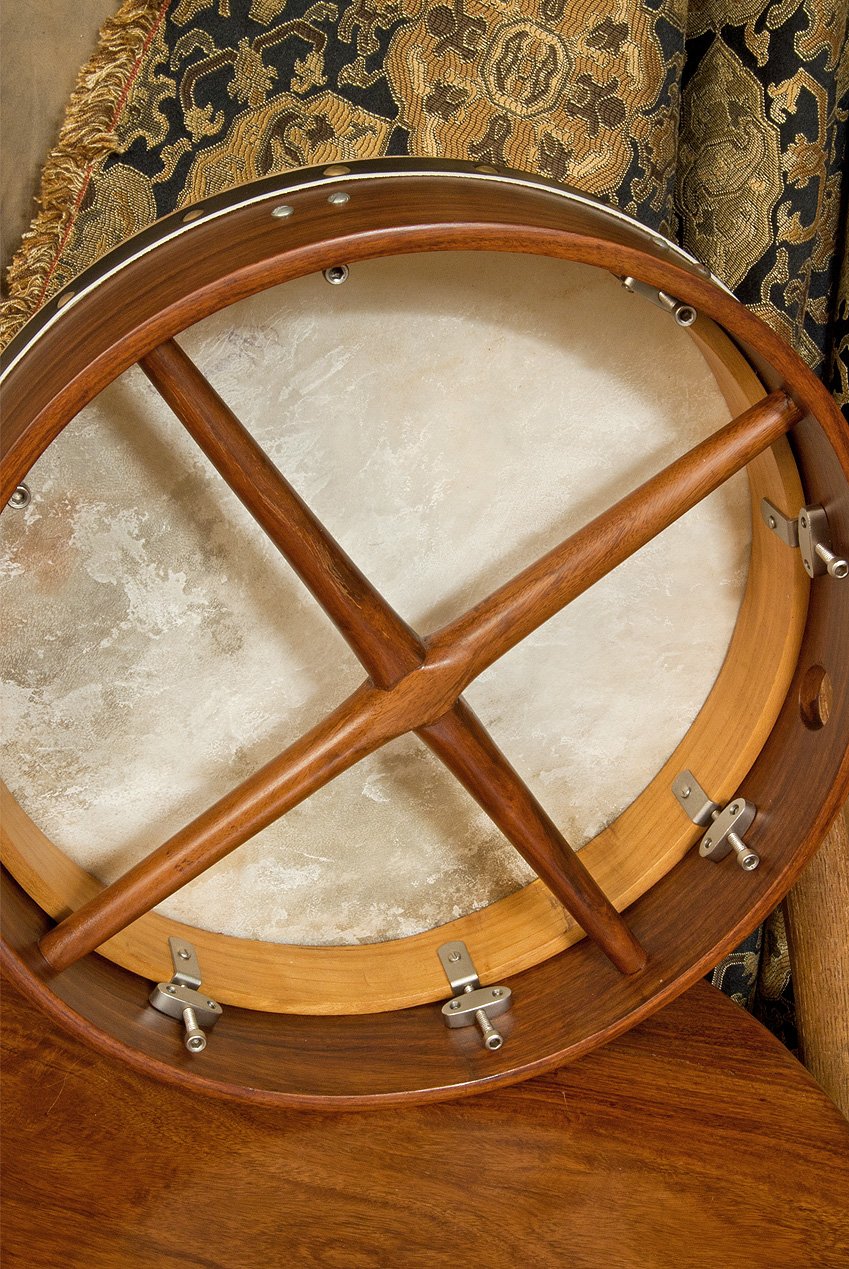 Roosebeck Tunable Sheesham Bodhran, Rosewood, Cross-Bar 14 inches by 3.5 inches