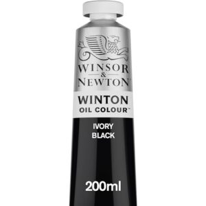 winsor & newton winton oil color, 200ml (6.75-oz) tube, ivory black