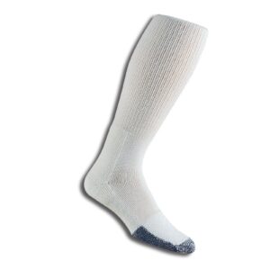 thorlos unisex b basketball thick padded over the calf sock, white, large