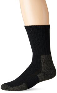 thorlos mens kx max cushion crew hiking socks, black, large us