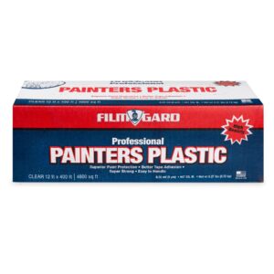 film-gard 626263 high density professional painter's plastic, 400' length x 12' width x 0.35 mil thick, clear