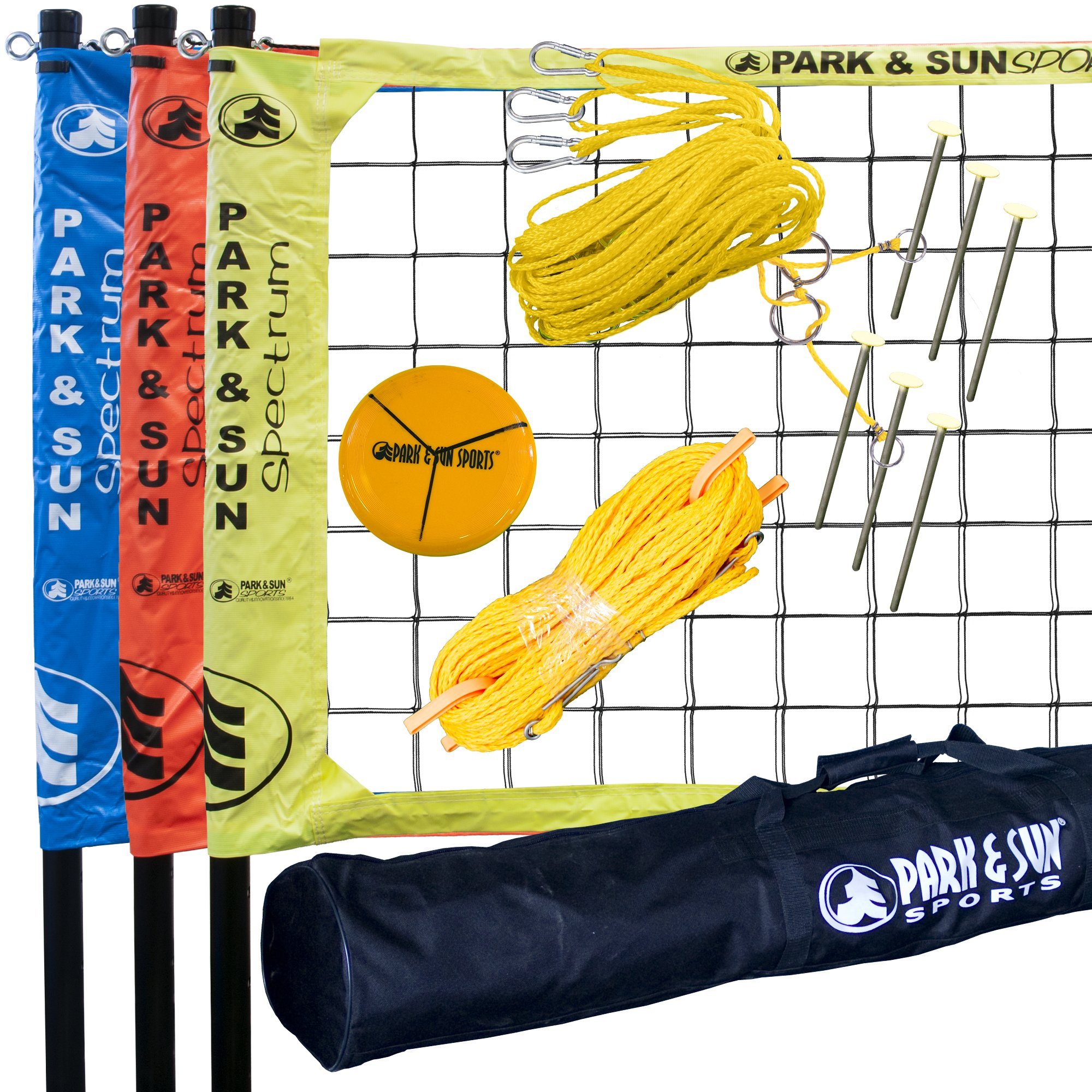 Park & Sun Sports Tri-Ball Volleyball: Portable Outdoor 3-Way Net System, Professional Series