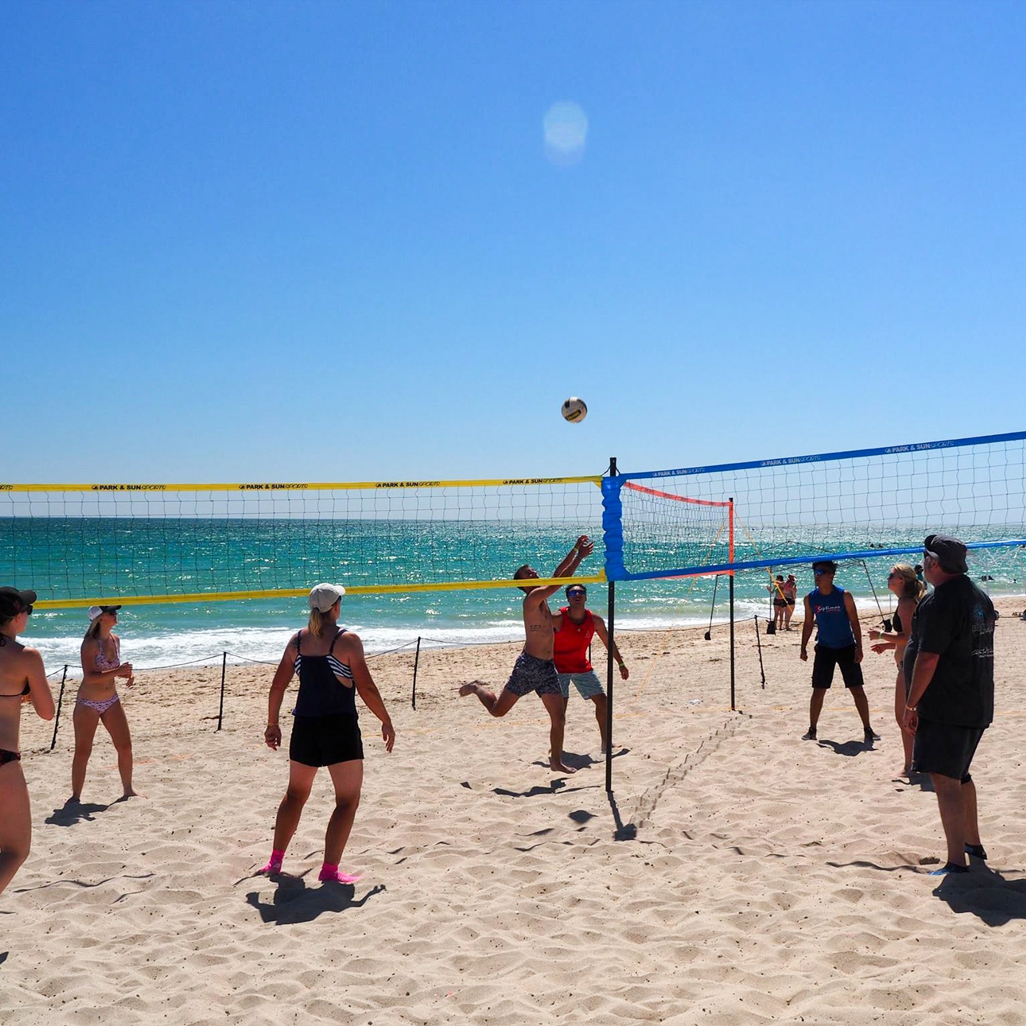 Park & Sun Sports Tri-Ball Volleyball: Portable Outdoor 3-Way Net System, Professional Series