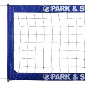 park & sun sports regulation size indoor/outdoor professional volleyball net with steel cable top and bottom, blue, one size