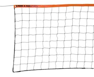 park & sun sports regulation size indoor/outdoor recreational volleyball net with steel cable top, orange