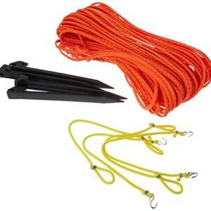 Park & Sun Sports Outdoor Volleyball Boundary Poly Cord Rope with Ground Stakes: 1/4" Wide Court Line Marker, Orange, Blue