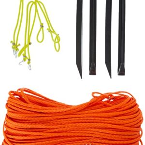 Park & Sun Sports Outdoor Volleyball Boundary Poly Cord Rope with Ground Stakes: 1/4" Wide Court Line Marker, Orange, Blue