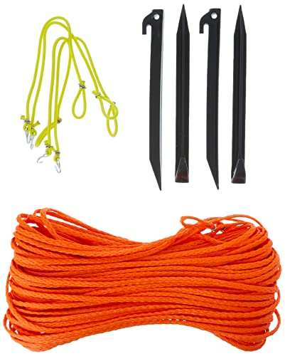 Park & Sun Sports Outdoor Volleyball Boundary Poly Cord Rope with Ground Stakes: 1/4" Wide Court Line Marker, Orange, Blue