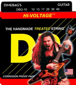 dr strings electric guitar strings, dimebag darrell signature, treated nickel-plated, 10-46