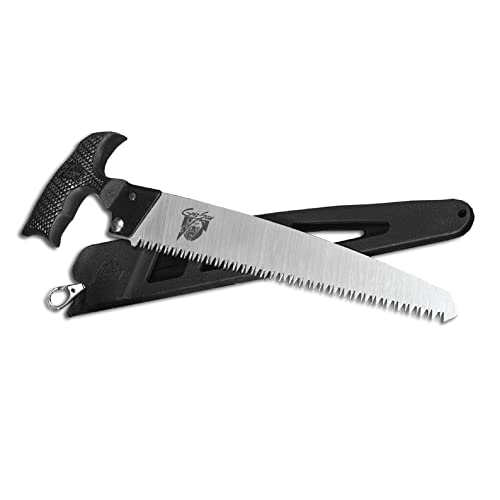 Outdoor Edge GrizSaw - Lightweight T-Handle Fixed Blade Outdoor-Hunting Saw with 8.0", 65Mn Spring Steel Blade for Cutting Tough Bone and Wood and Locking Zytel Sheath with Swivel Clip Belt Attachment