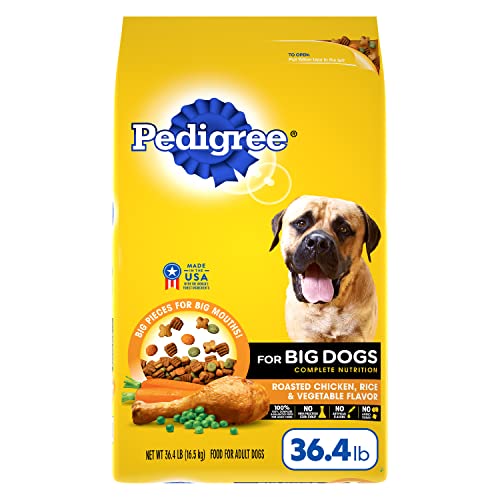 PEDIGREE For Big Dogs Adult Complete Nutrition Large Breed Dry Dog Food Roasted Chicken, Rice & Vegetable Flavor Dog Kibble, 36.4 lb. Bag