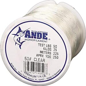 ande monofilament line (clear, 50 -pounds test, 1/4# spool)