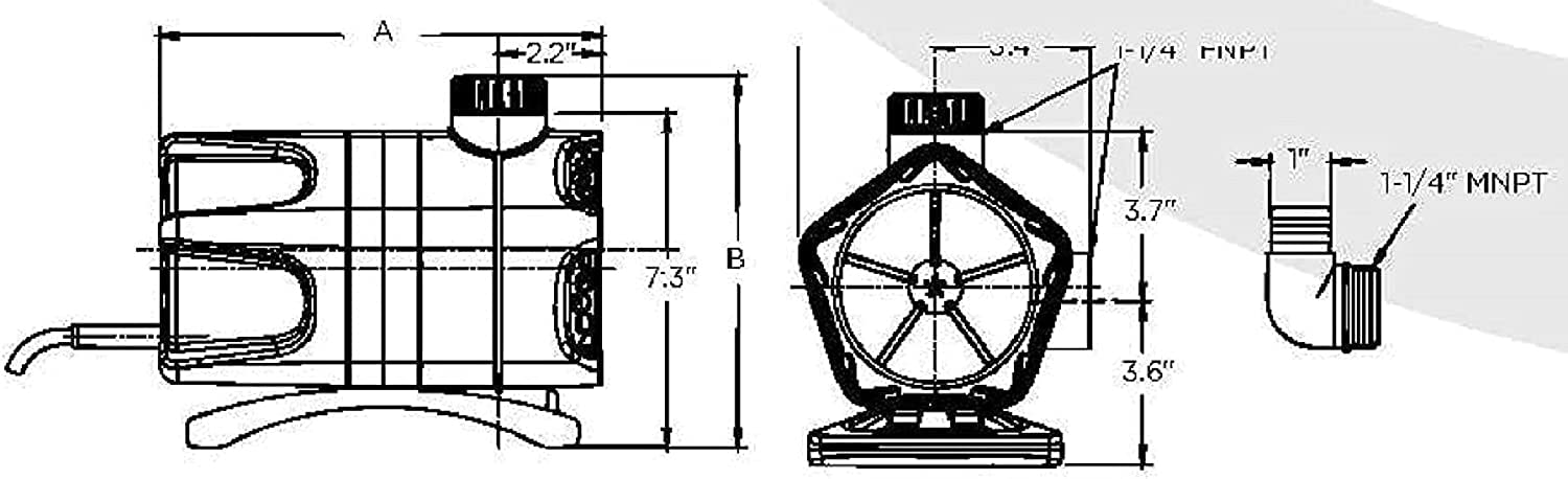 Little Giant WGP-95-PW 115 Volt, 4280 GPH Dual Discharge Direct Drive Submersible Waterfall and Pond Pump, Black, 566407