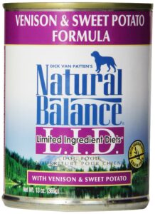 natural balance l.i.d. limited ingredient diets canned wet dog food, grain free, venison and sweet potato formula, 13-ounce (pack of 12)