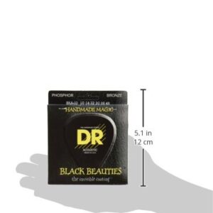 DR Strings Acoustic Guitar Strings, Black Beauties - Black Coated, 10-48