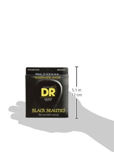 DR Strings Acoustic Guitar Strings, Black Beauties - Black Coated, 10-48