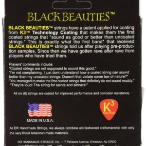 DR Strings Acoustic Guitar Strings, Black Beauties - Black Coated, 10-48