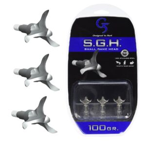 g5 150 small game head broadhead 100 gr ss 3 bld, 3-pack, 1-inchdia,silver